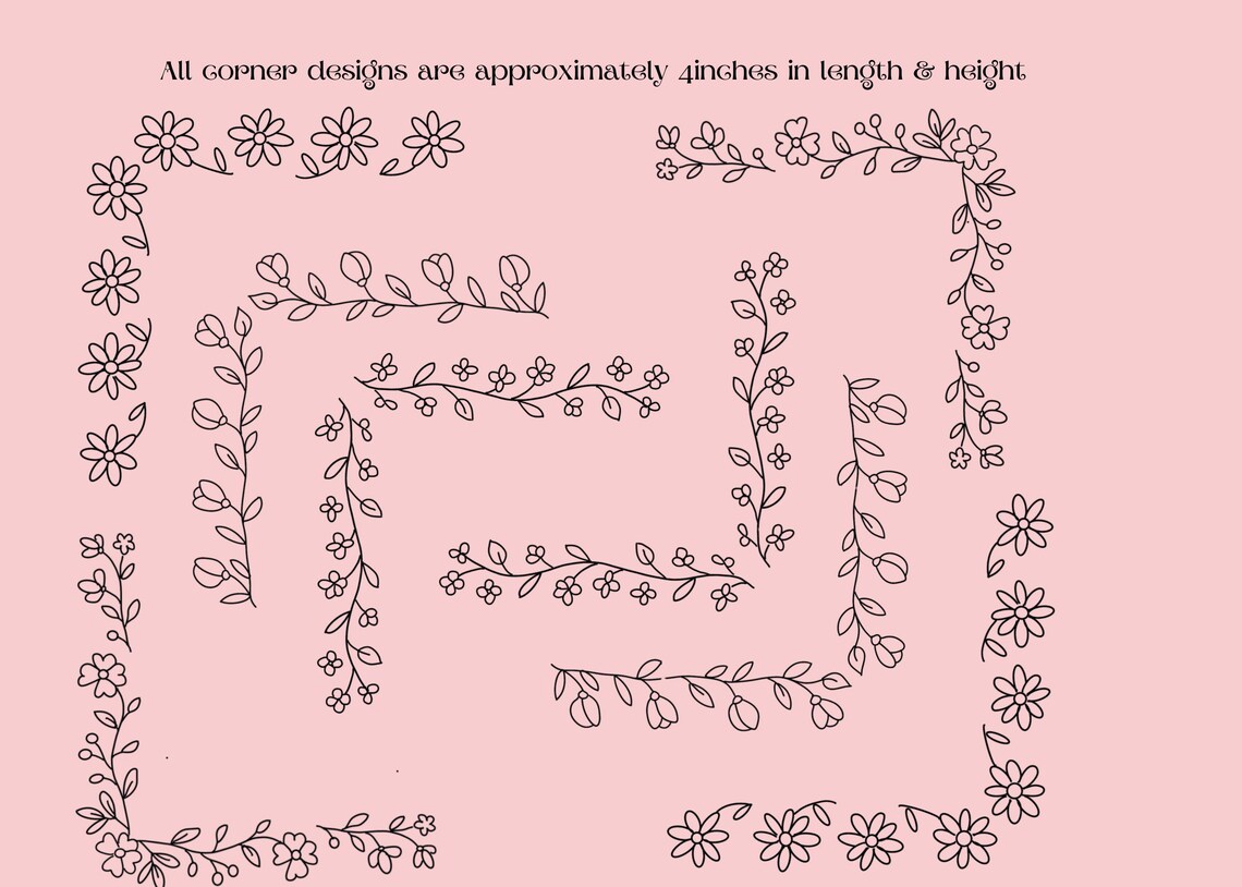 Floral Corner Embroidery Pattern PDF Download | Beginner-friendly Stick ...