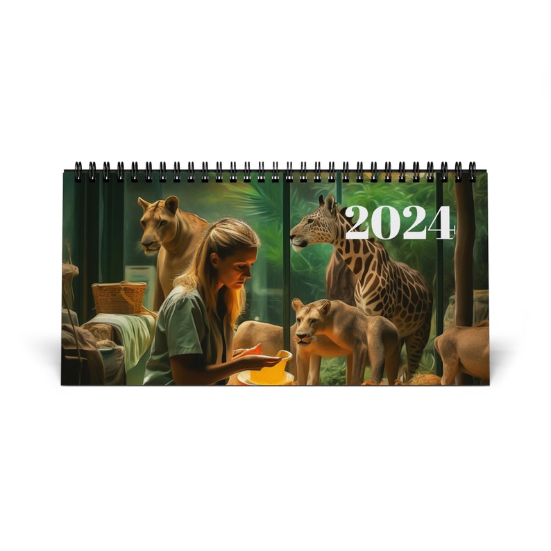 2024 Desktop Calendar: 2024 Animals Calendar Cute Wildlife Art Perfect ...