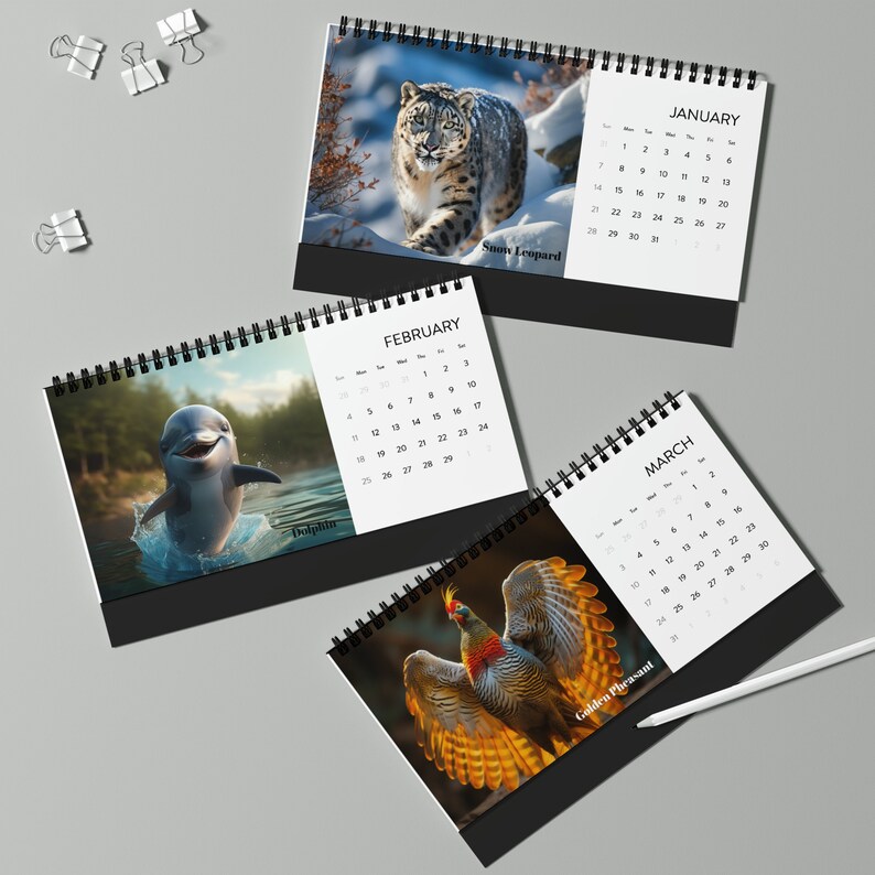 2024 Desktop Calendar: 2024 Animals Calendar Cute Wildlife Art Perfect ...