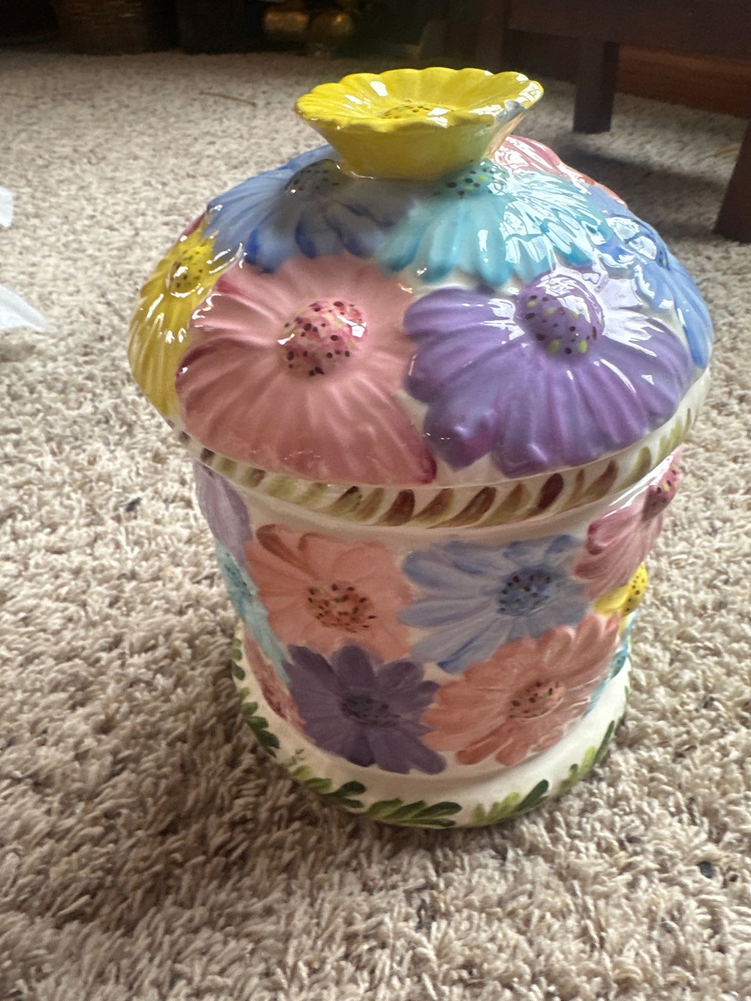 Flower Cookie Jar, Vintage - Etsy