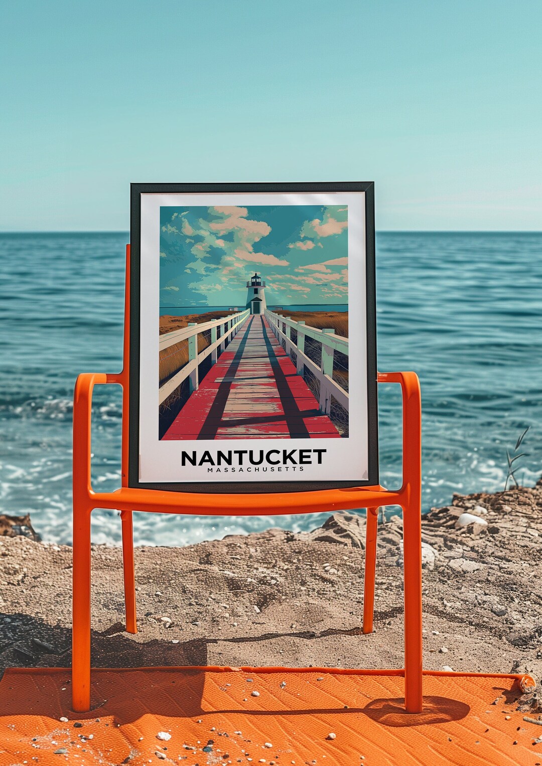 Nantucket Beach Poster Lighthouse Art, New England Print, Vacation ...