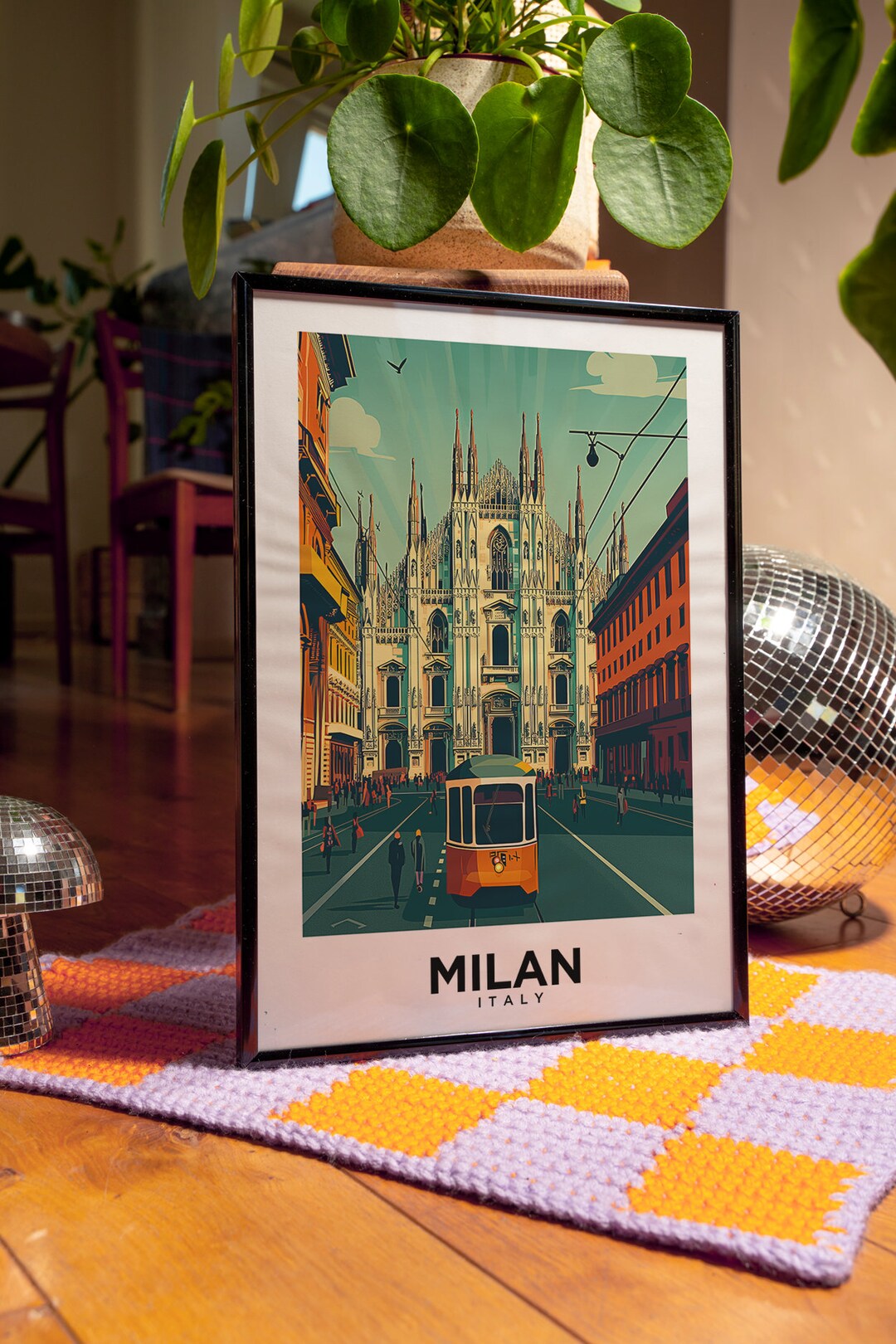 Milan Italy Travel Poster: Vintage Fashion Illustration, Italian Wall ...
