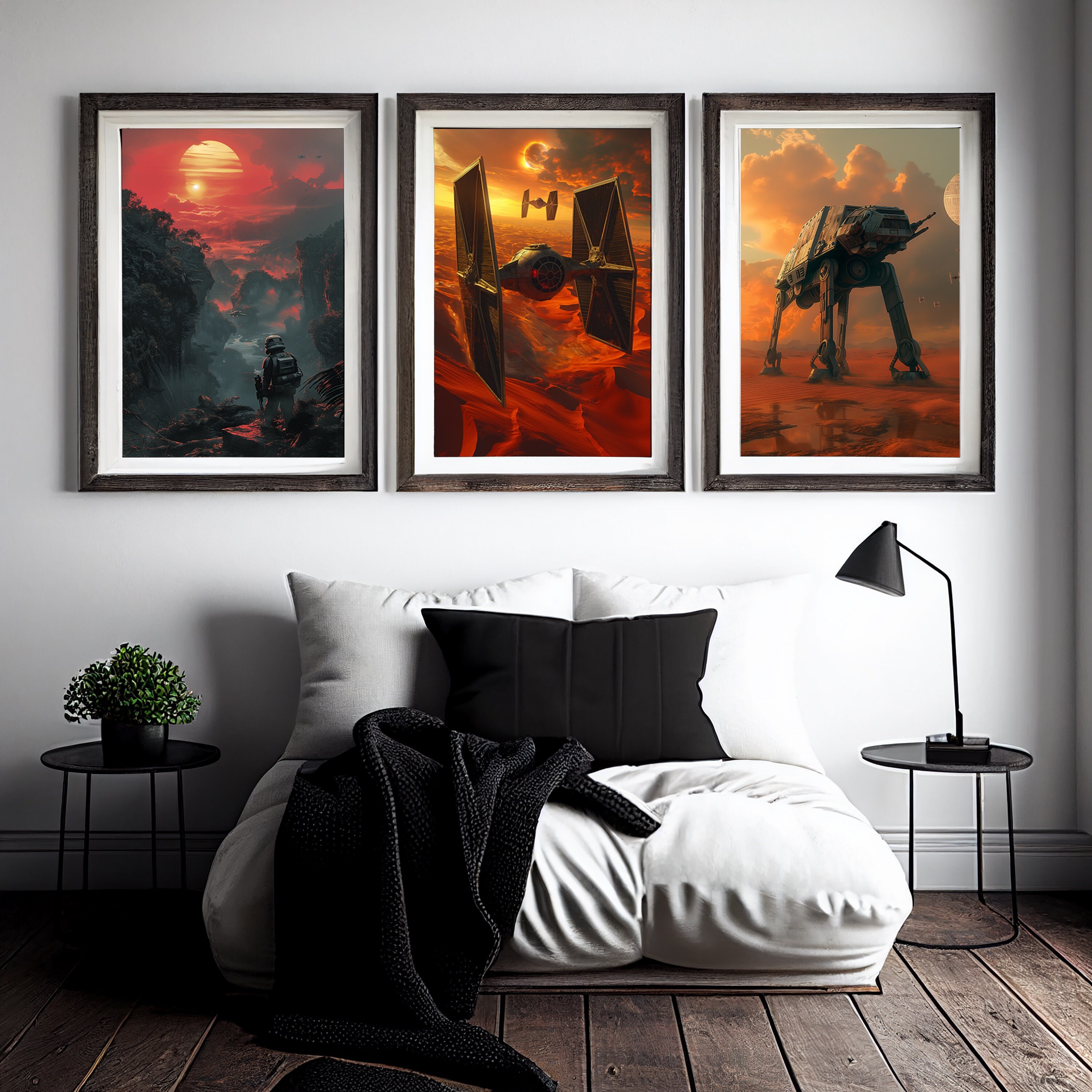 Imperial Tie Fighter Star Wars Poster Sci-fi Galactic Empire Art Print ...