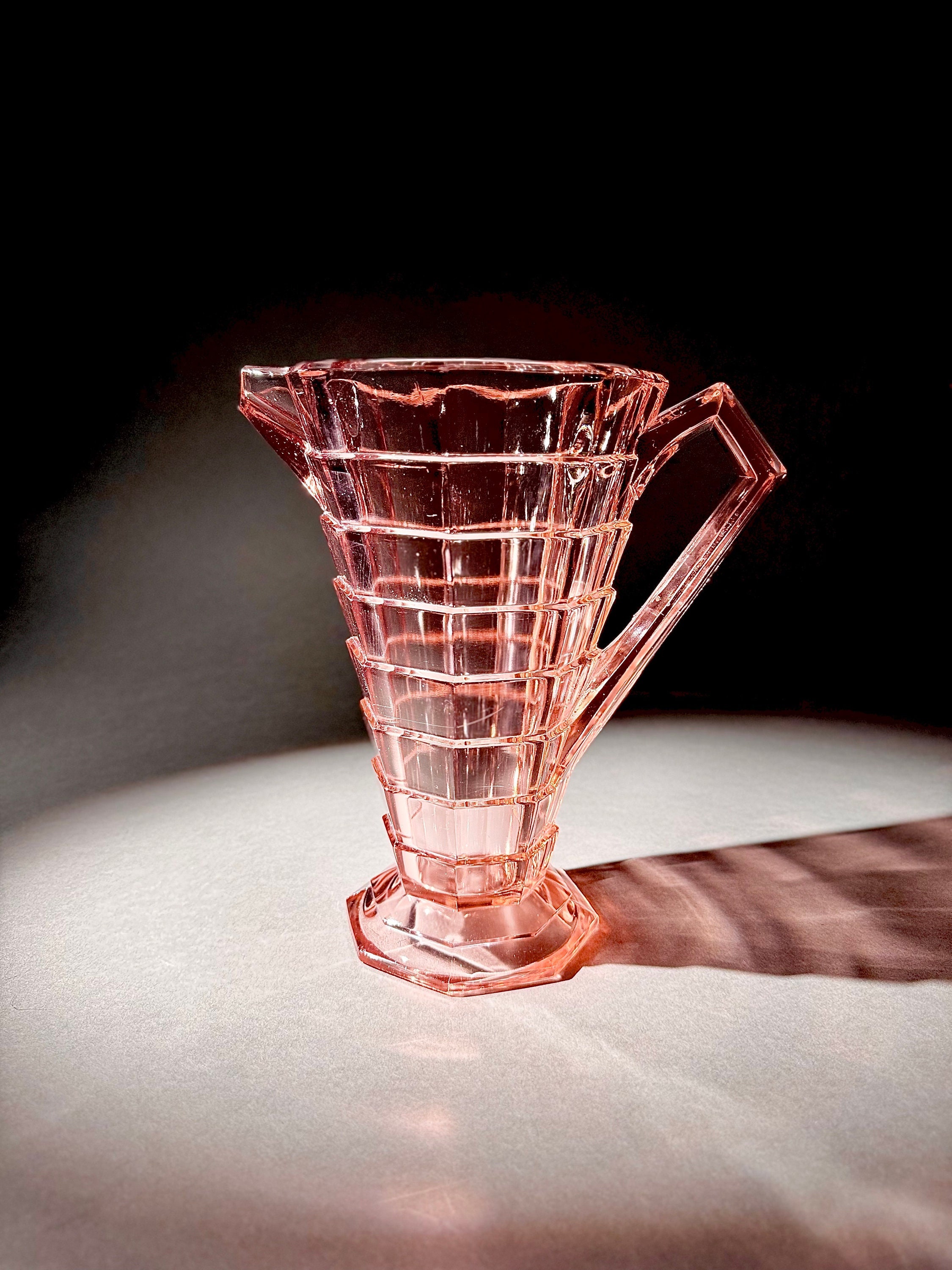 Antique Pink Depression Glass Water Pitcher, Pink Glassware, Vintage 10 ...