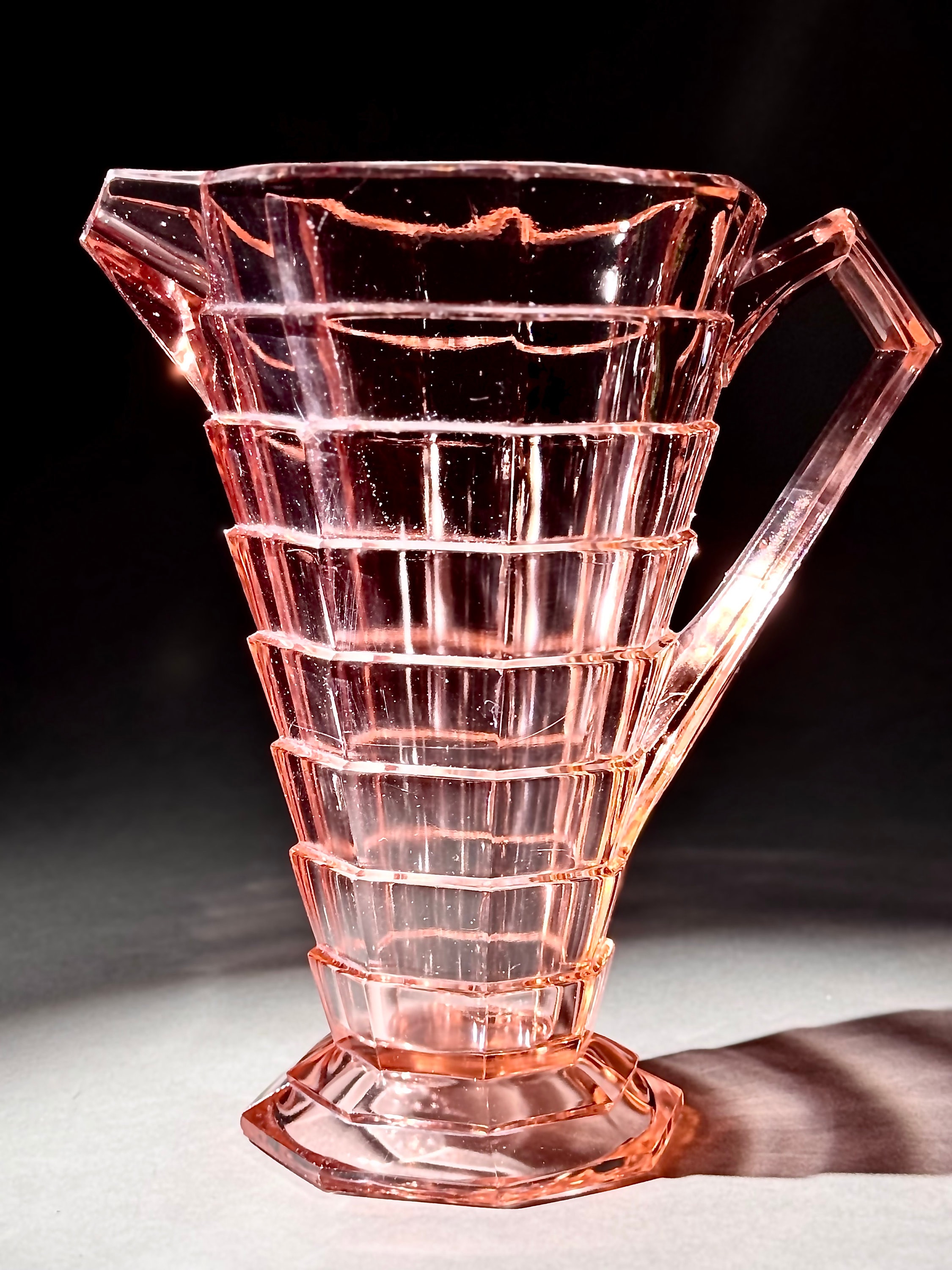 Antique Pink Depression Glass Water Pitcher, Pink Glassware, Vintage 10 ...
