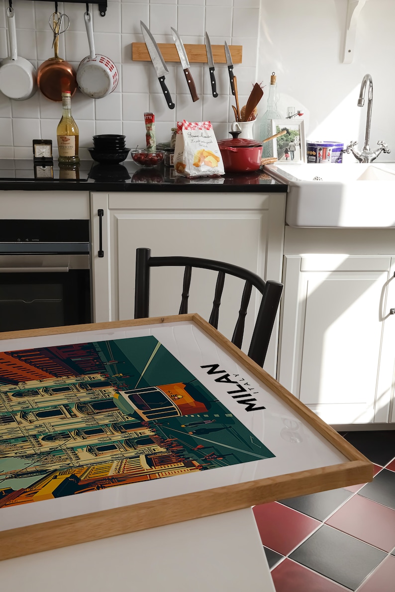 Milan Italy Travel Poster: Vintage Fashion Illustration, Italian Wall ...