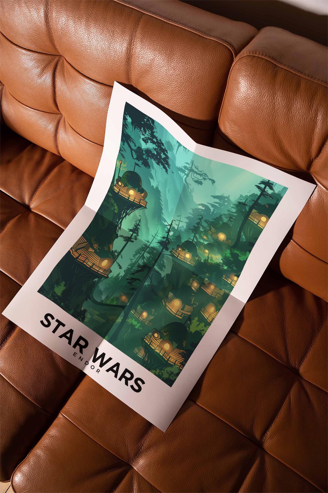 Endor Ewok Village Poster: Star Wars Sci-fi Forest Art Print Moon ...