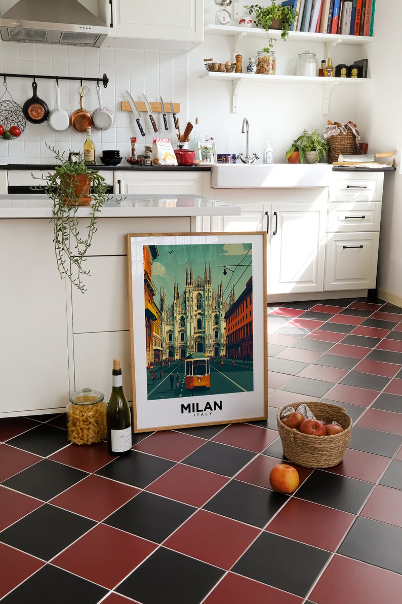 Milan Italy Travel Poster: Vintage Fashion Illustration, Italian Wall ...