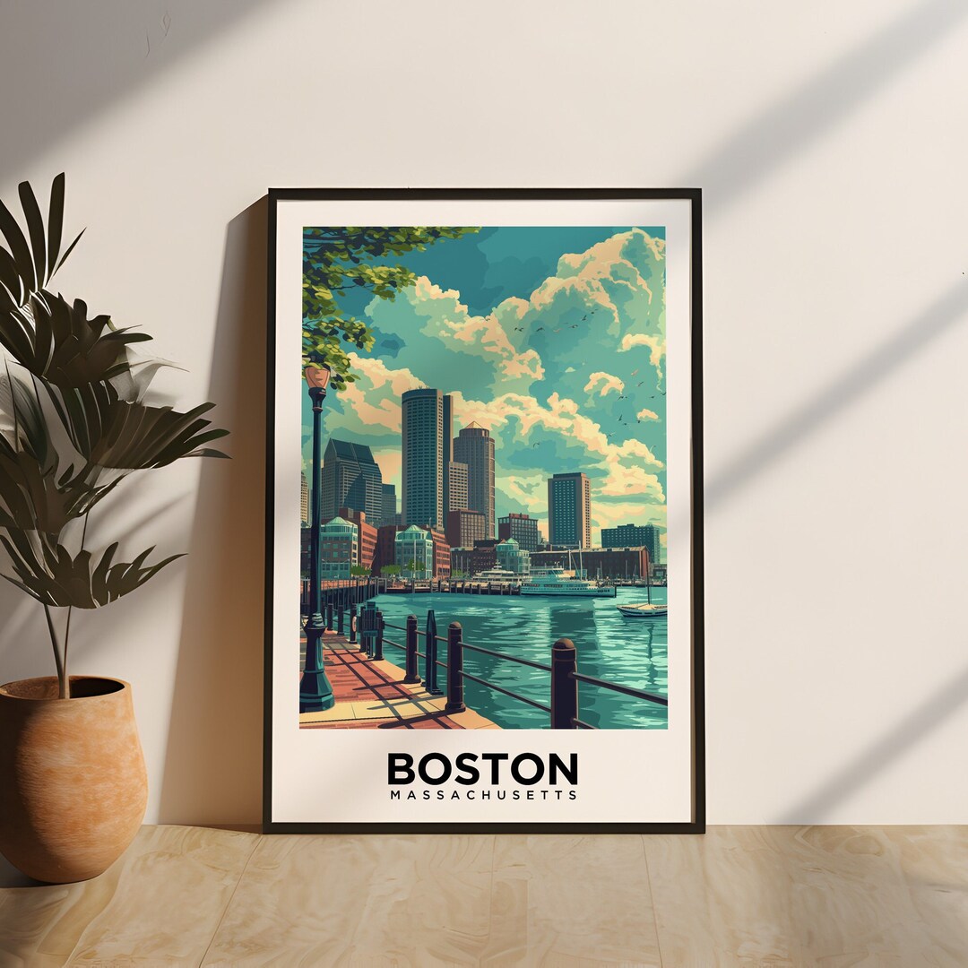 Boston Poster, Boston Massachusetts Art, Boston City Print, USA ...