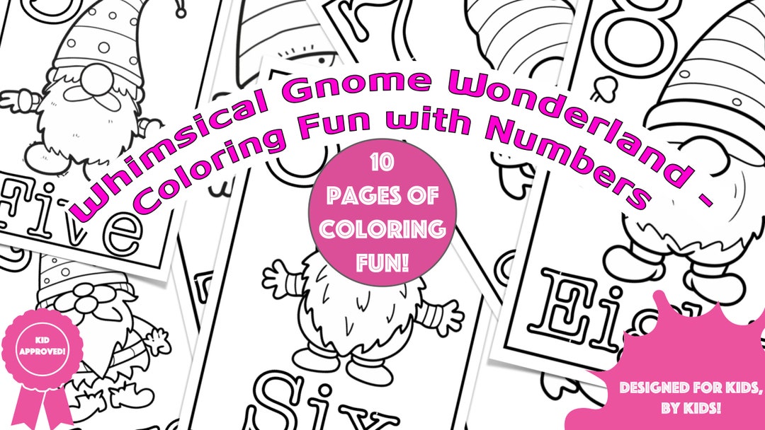 Gnome Garden Coloring Pages: Fun With Numbers (PDF) - Etsy
