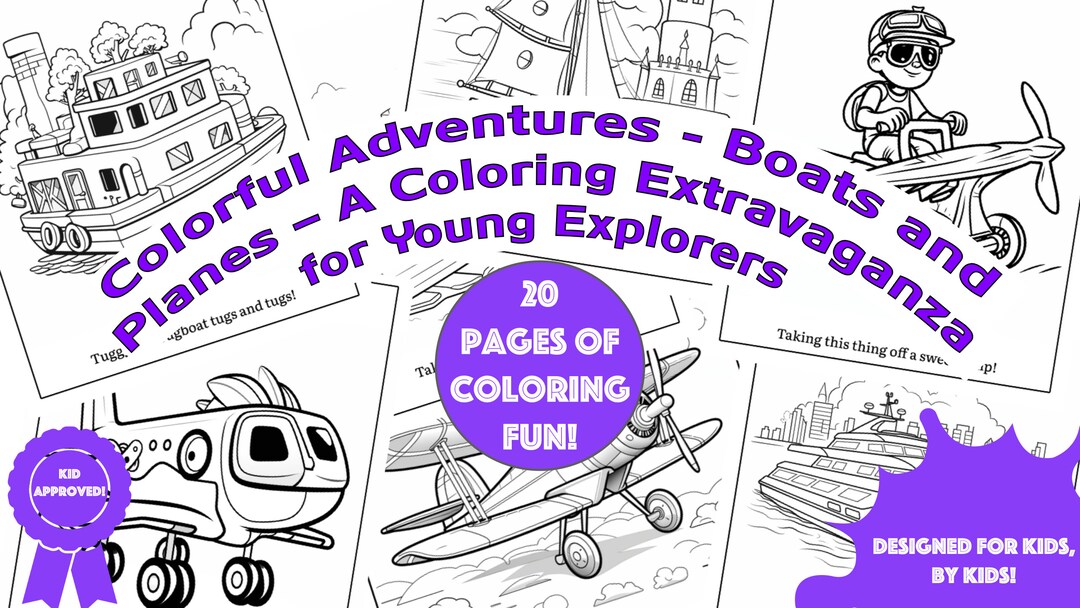 Boats & Planes Coloring Pages: 20 Fun Designs (PDF) - Etsy