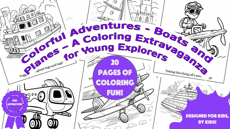Boats & Planes Coloring Pages: 20 Fun Designs (PDF) - Etsy