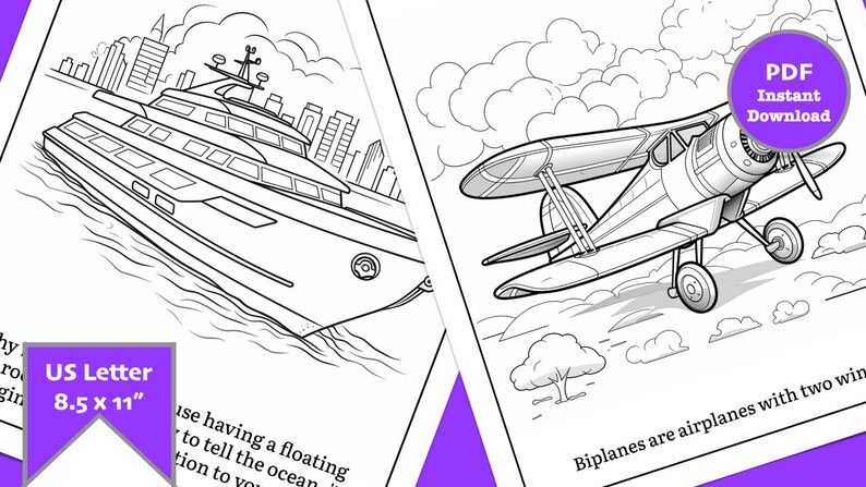 Colorful Adventures Boats, Planes, and Beyond A Coloring Extravaganza ...