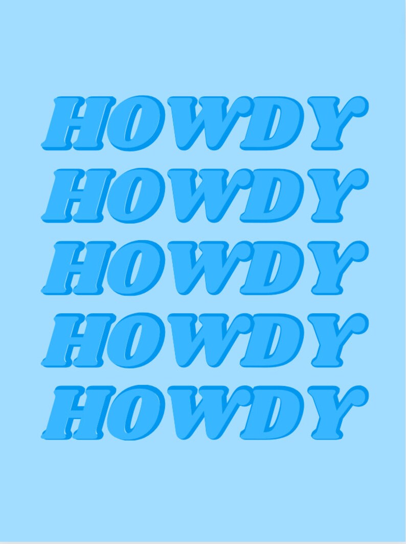 Blue HOWDY Poster (DIGITAL DOWNLOAD) - Trendy Wall Art, Cute Apartment ...