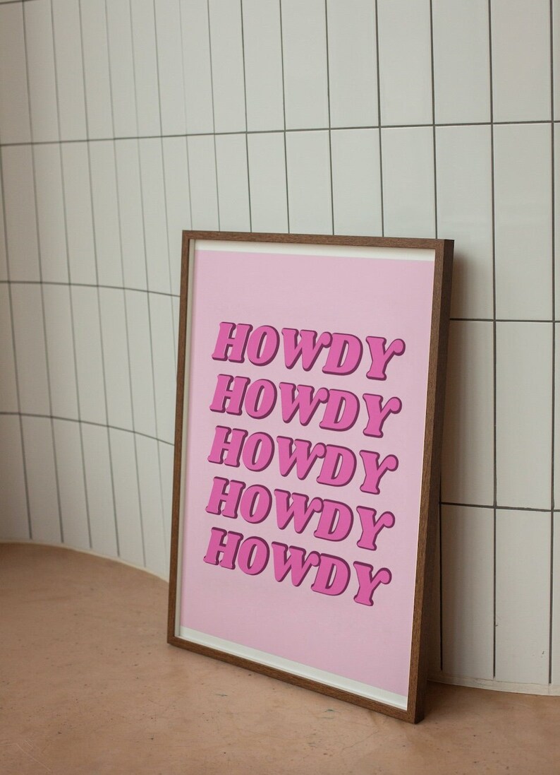 Pink HOWDY Poster (DIGITAL DOWNLOAD) - Trendy Wall Art, Cute Apartment ...