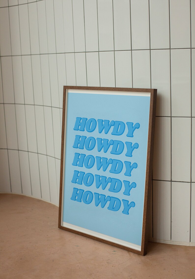 Blue HOWDY Poster (DIGITAL DOWNLOAD) - Trendy Wall Art, Cute Apartment ...
