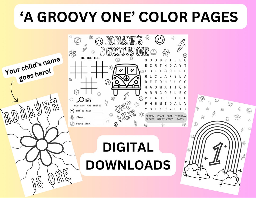 GROOVY ONE | Digital Download Coloring Pages - Etsy