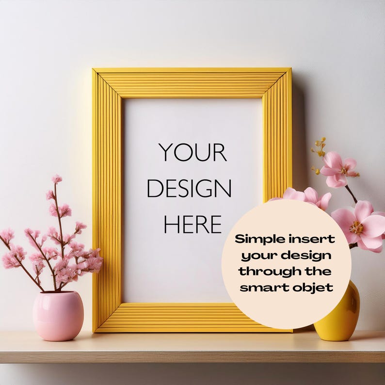 Yellow Photo Frame Mockup PSD, Colorful Frame Mockup PNG, Yellow Mockup ...
