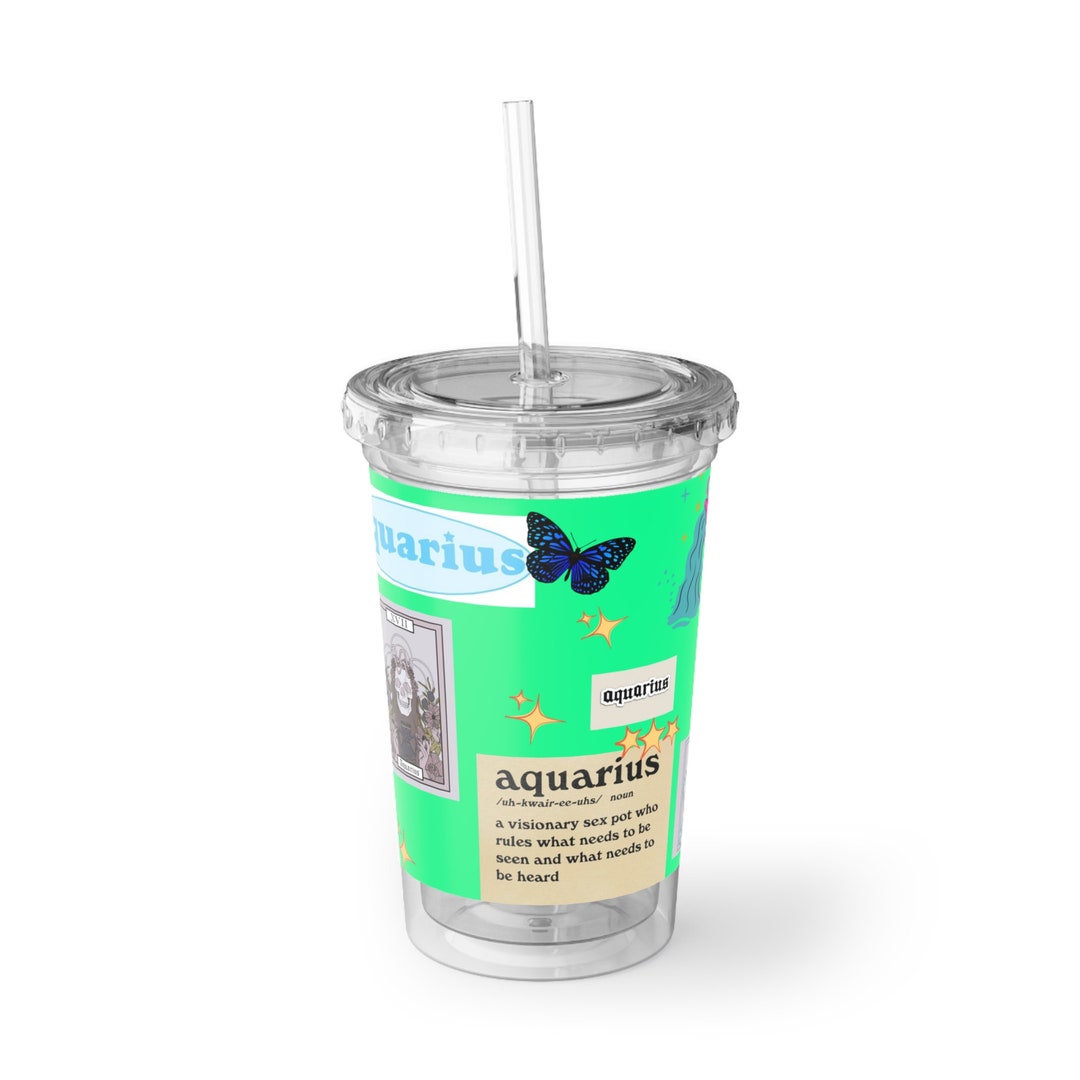Aquarius Zodiac Suave Acrylic Cup, Personalized 16oz Drink Tumbler ...