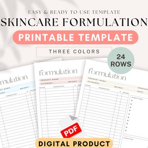 Skincare Formulation Template PDF Printable Recipe Cosmetics Natural ...