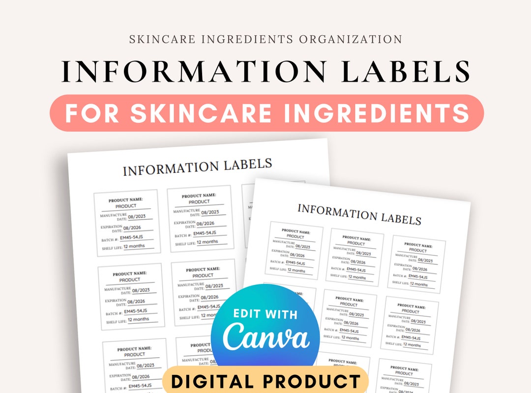 Labels for Skincare Ingredients Information for Storage Jars Printable ...