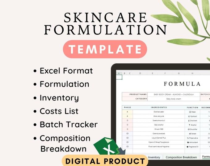 Skincare Formulation Spreadsheet and Calculator | Cosmetic Calculator ...