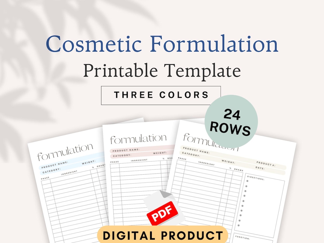 Cosmetic Formulation Printable Templates | Recipe Writing Sheets (PDF ...