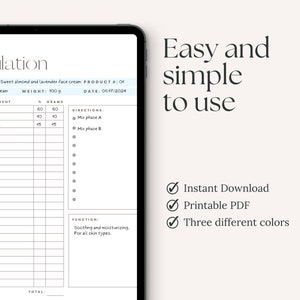 Skincare Formulation Template PDF Printable Recipe Cosmetics Natural ...