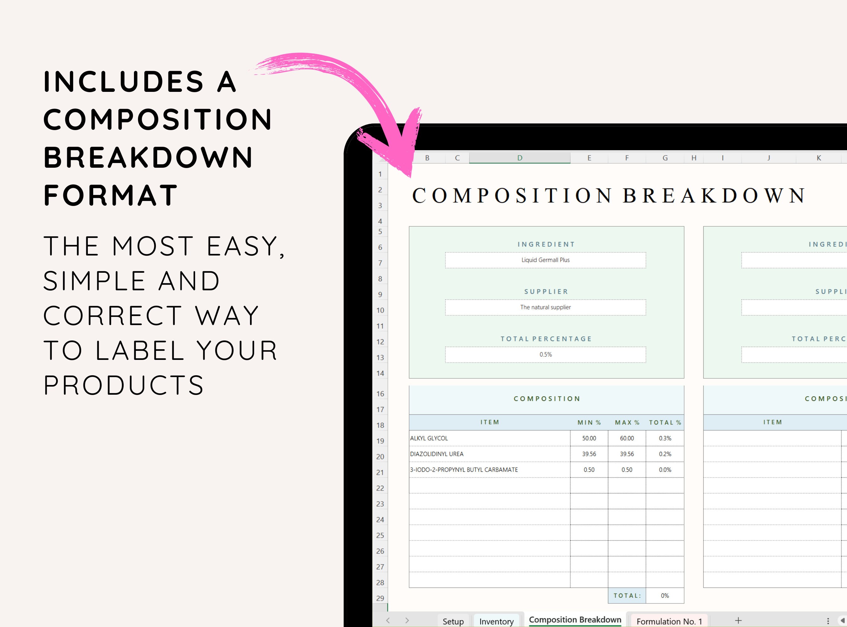 Skincare Formulation EASY and SIMPLE Google Sheets Template for ...