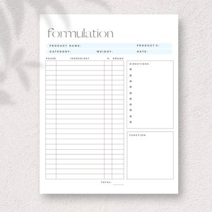 Skincare Formulation Template PDF Printable Recipe Cosmetics Natural ...