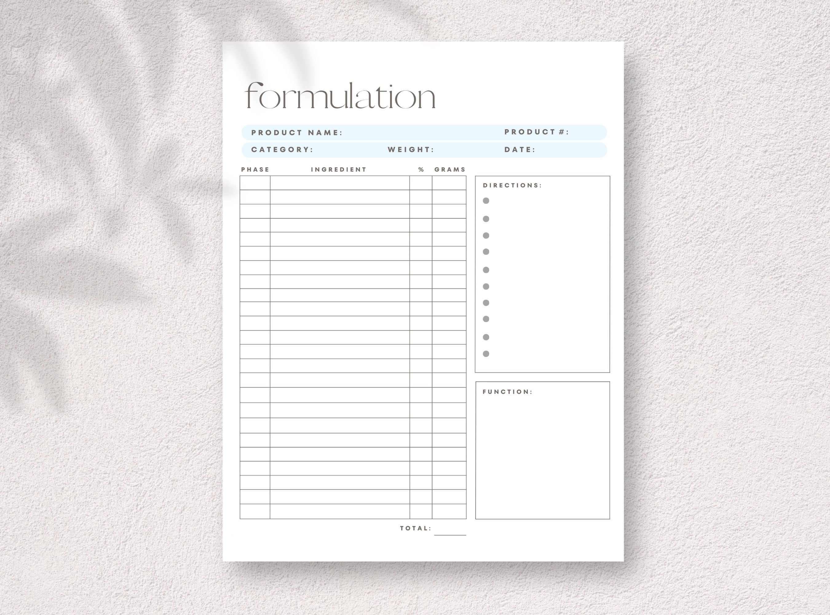 Skincare Formulation Template PDF Printable Recipe Cosmetics Natural ...