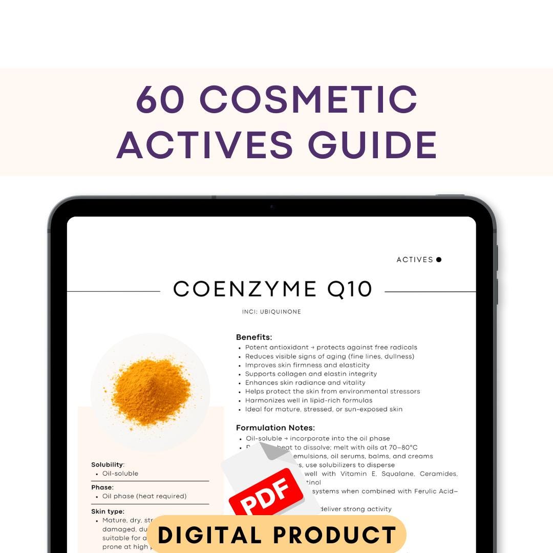 60 Cosmetic Actives Chart | Skincare Formulation Reference Guide ...