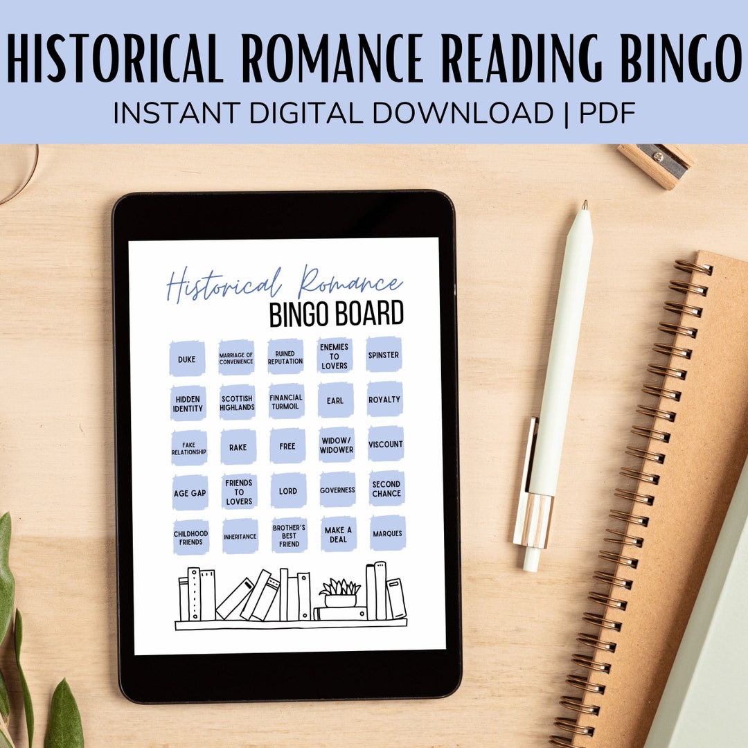 Historical Romance Reading Book Bingo Board Digital File Instant ...
