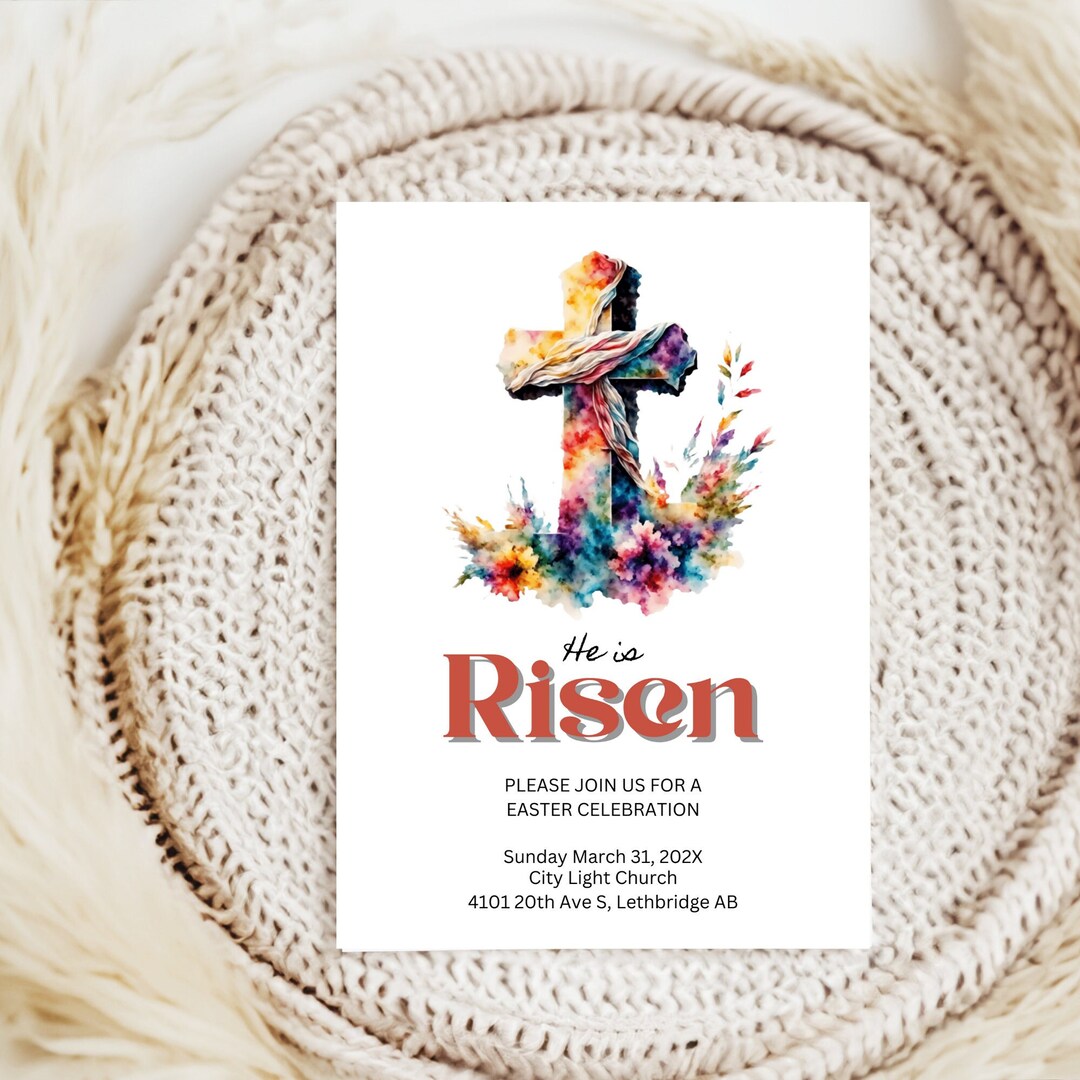 He is Risen Religious Easter Invitation, Christian Easter Invite ...