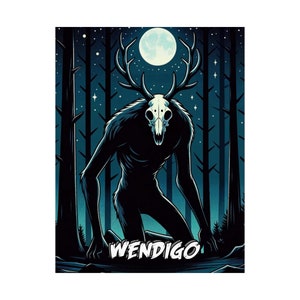 Wendigo Folklore Poster Algonquin Myth Creature Art, Creepy Forest ...