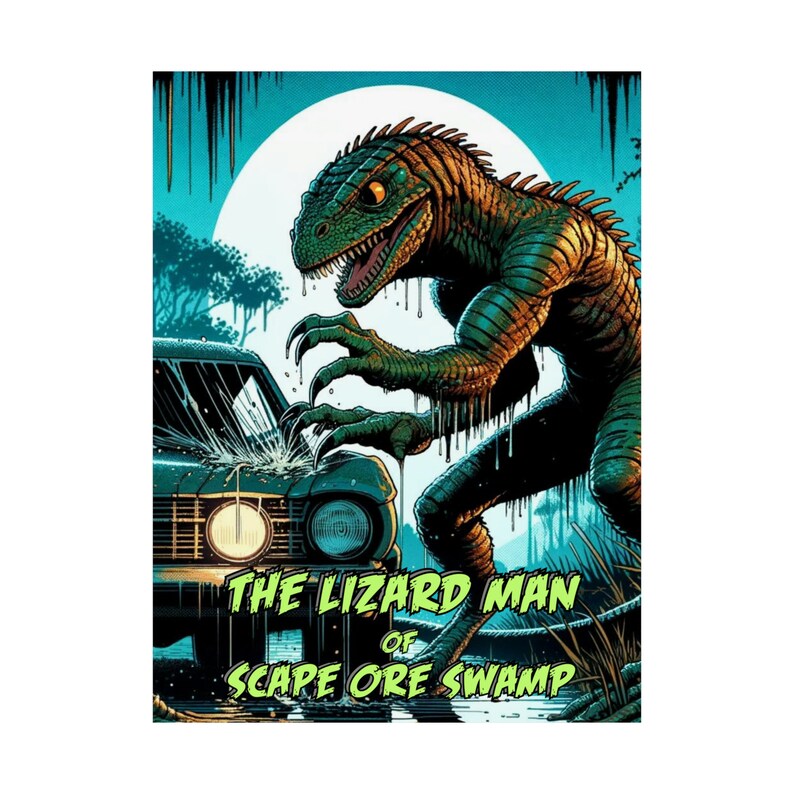 Lizard Man Scape Ore Swamp Poster Retro Comic Style Poster for Cryptid ...