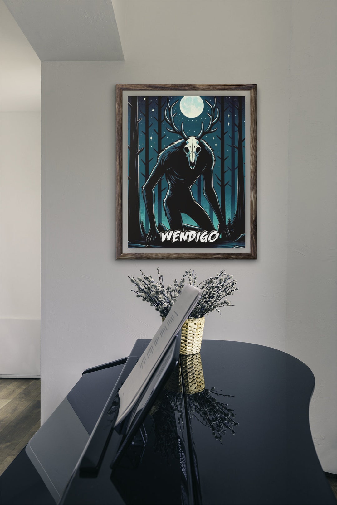Wendigo Folklore Poster Algonquin Myth Creature Art, Creepy Forest ...