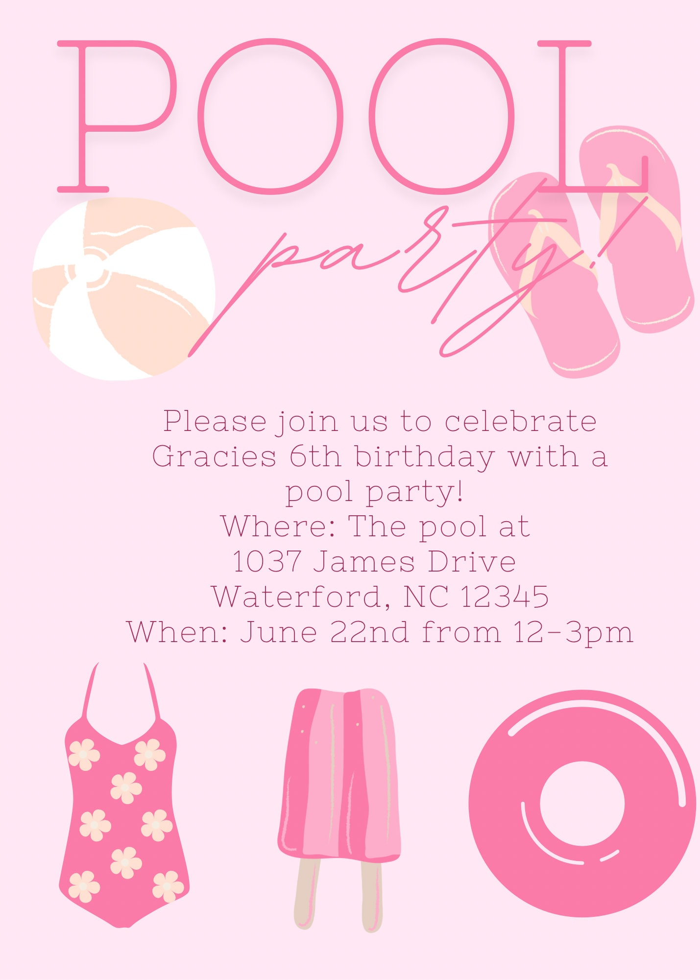 Pool Birthday Party Invitation - Etsy