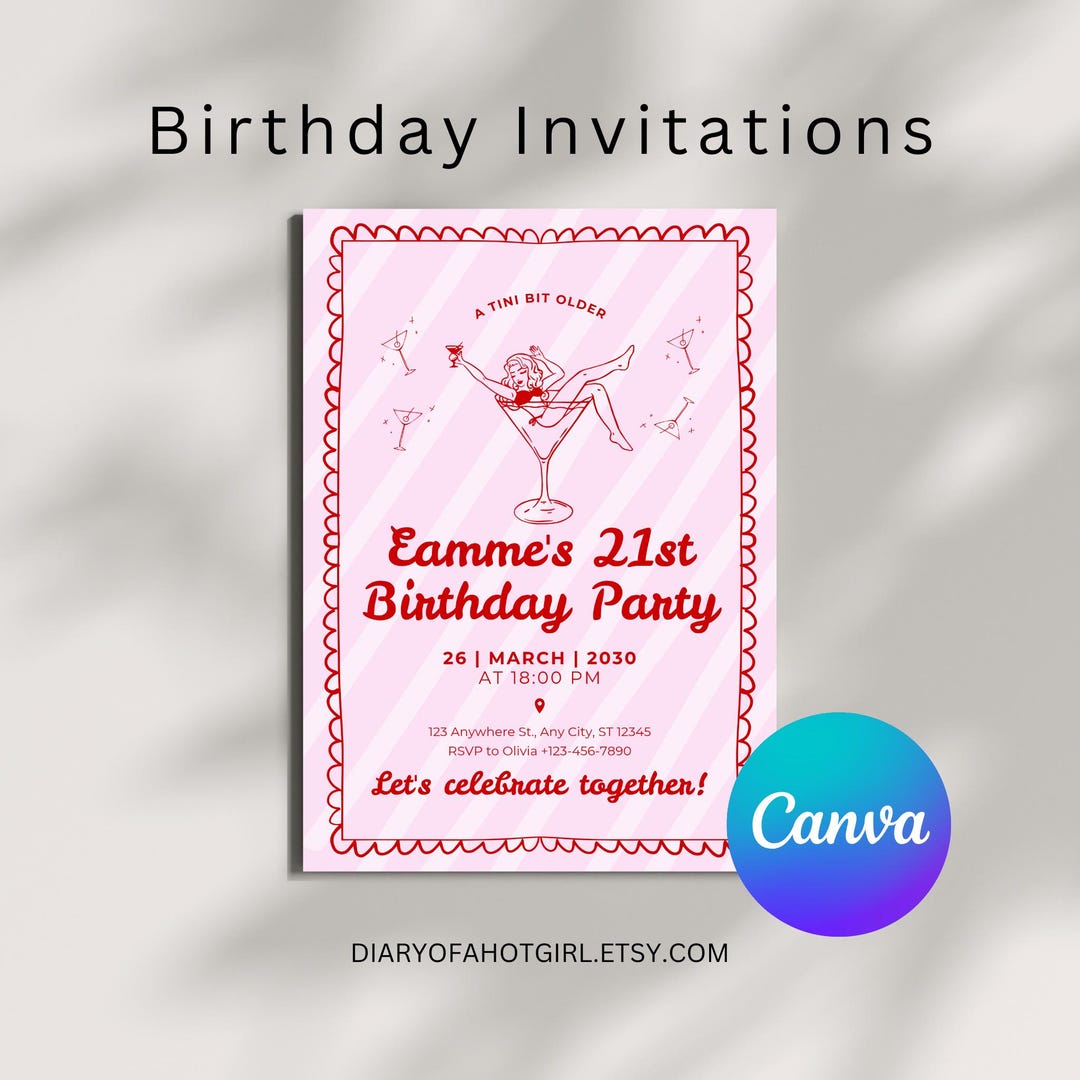 Custom 21st Birthday Invitation Template, Minimalist Birthday Invite ...