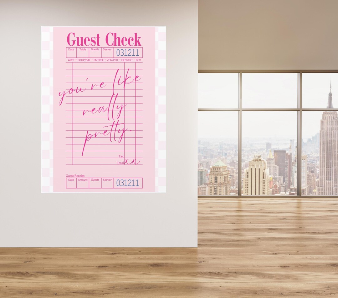 Pink Retro Guest Check Canvas, Youre Like Really Pretty Wall Art, Sassy ...