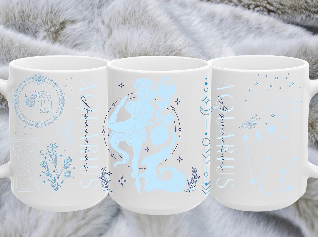 Aquarius Zodiac Mug Astrology Coffee Cup, Personalized Star Sign Gift ...