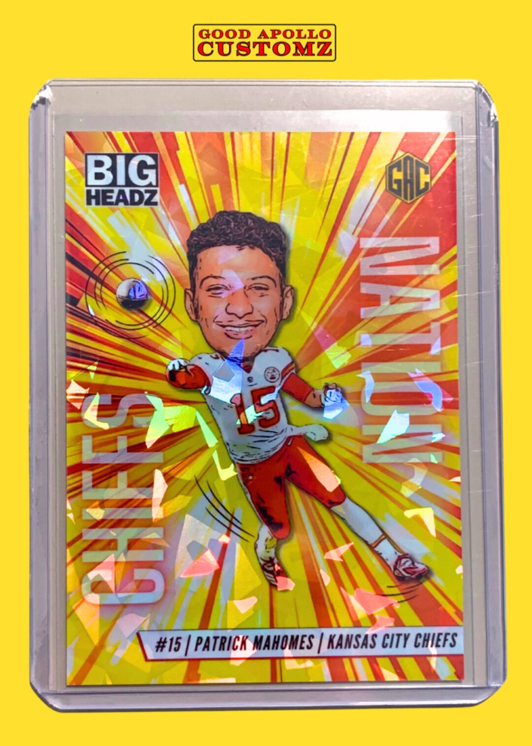 Patrick Mahomes BIG HEADZ Novelty Trading Card Cracked Ice Super Bowl ...