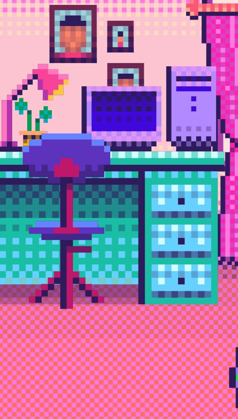 Pixel Art Wallpaper pixelated Room - Etsy