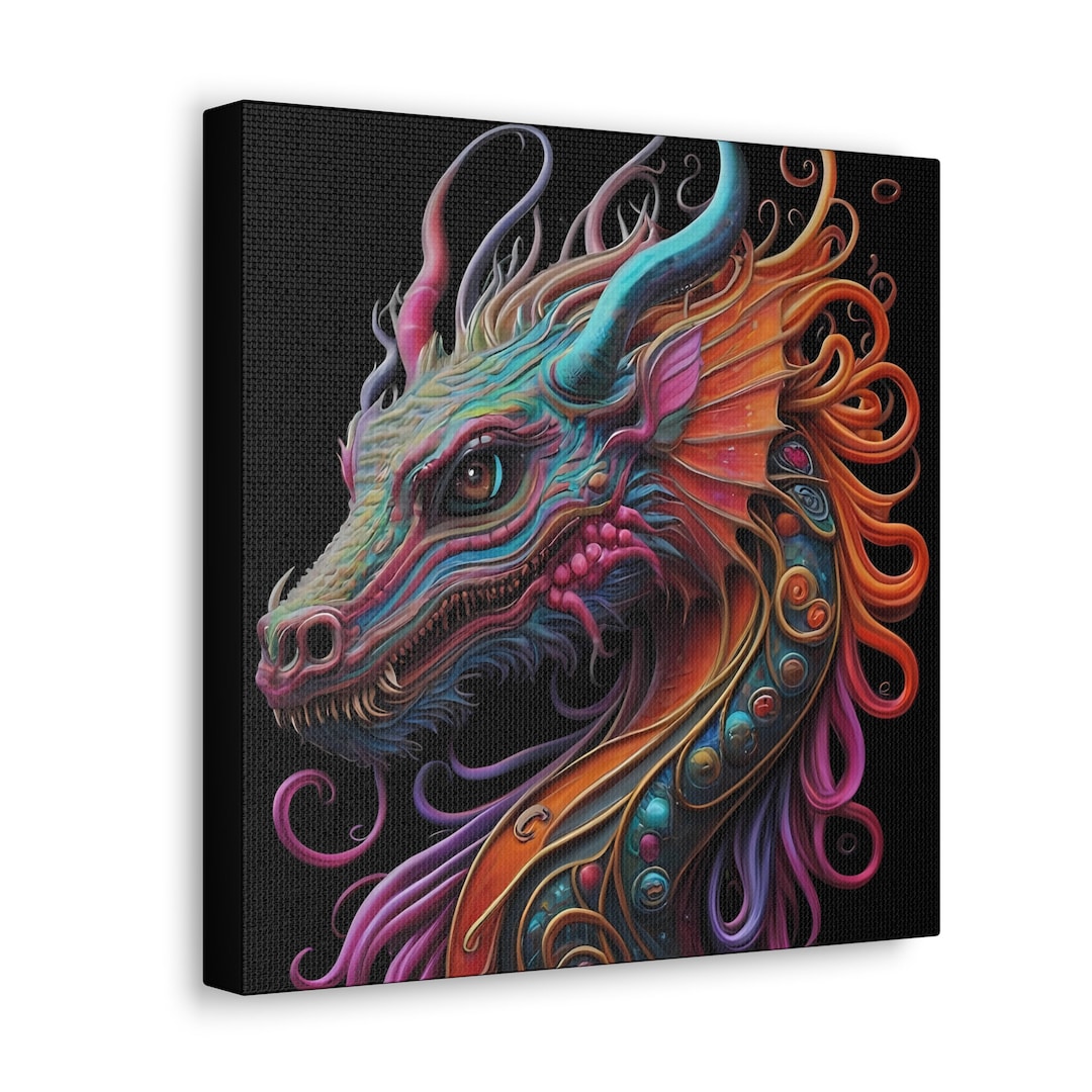 Psychedelic Dragon Canvas Print - Etsy