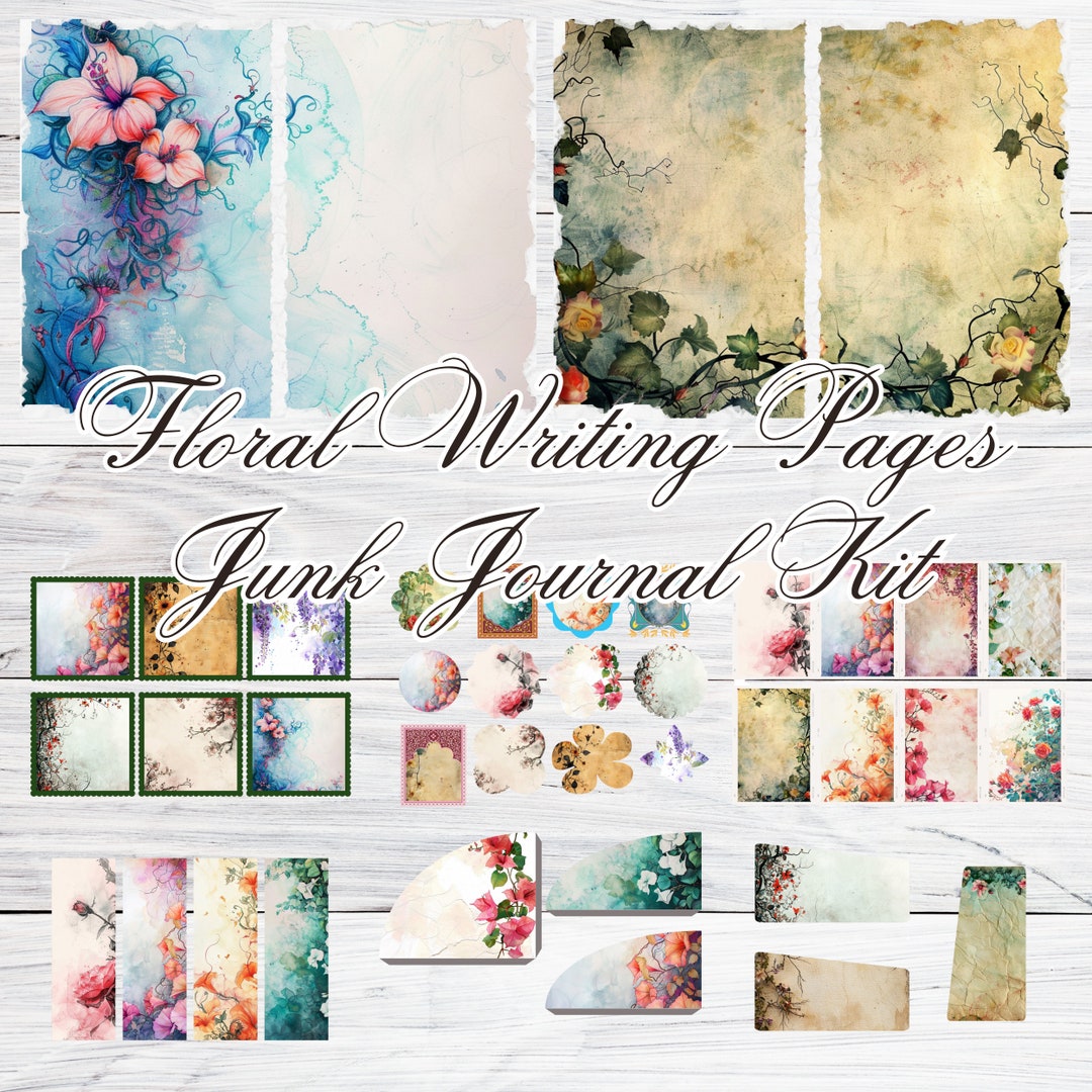 Junk Journal Kit Floral Writing Page Vintage Ephemera Junkjournal ...