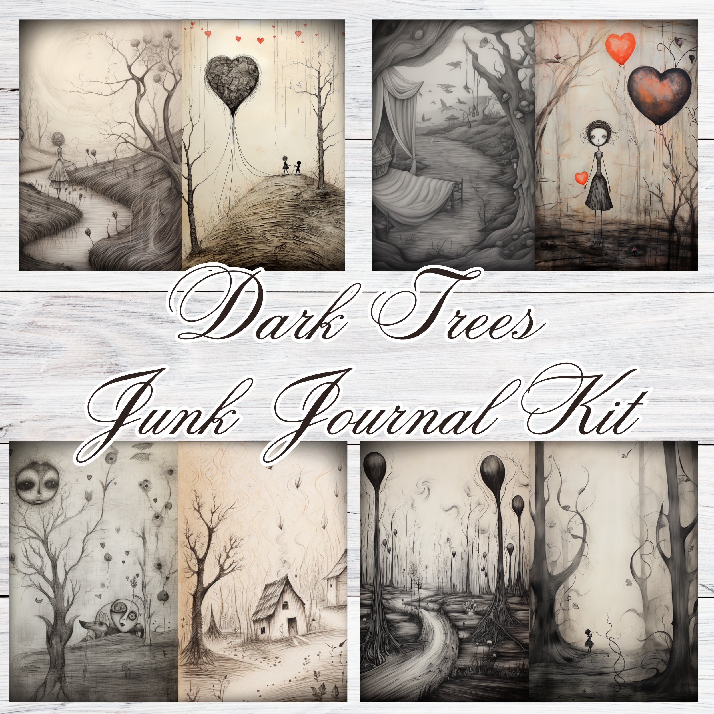 Junk Journal Kit Dark Trees Vintage Ephemera Junkjournal Junkjournaling ...