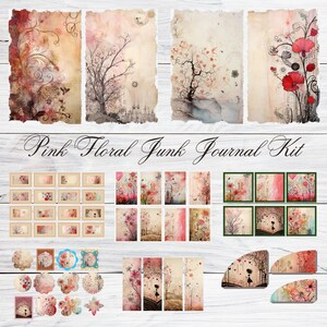 Pink Floral Junk Journal Kit Vintage Journal Ephemera Newspaper Junk ...