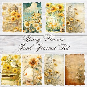Flower Junk Journal Scrapbook Kit Vintage Printable Stickers Journaling ...
