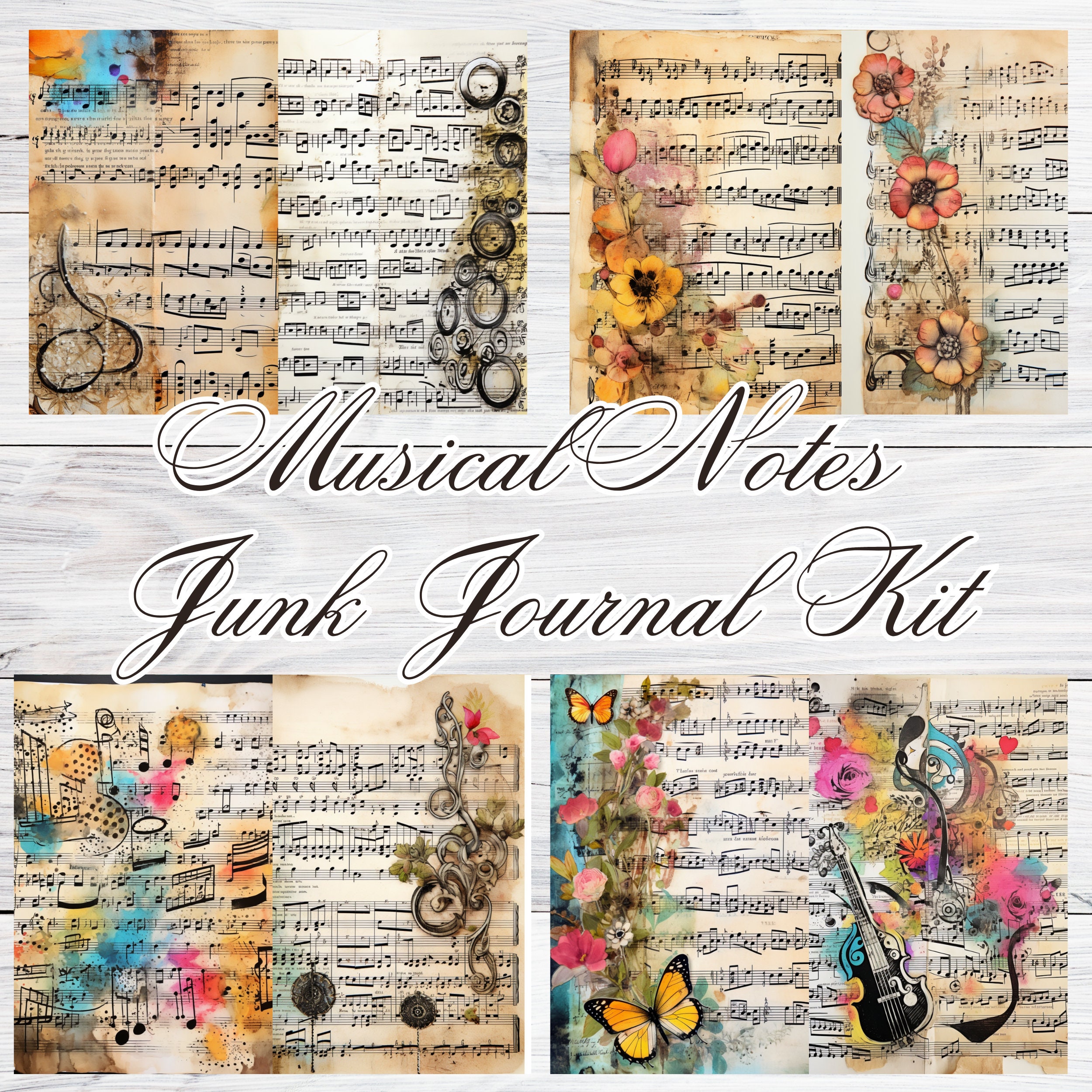 Junk Journal Kit Musical Notes Vintage Ephemera Junkjournal ...