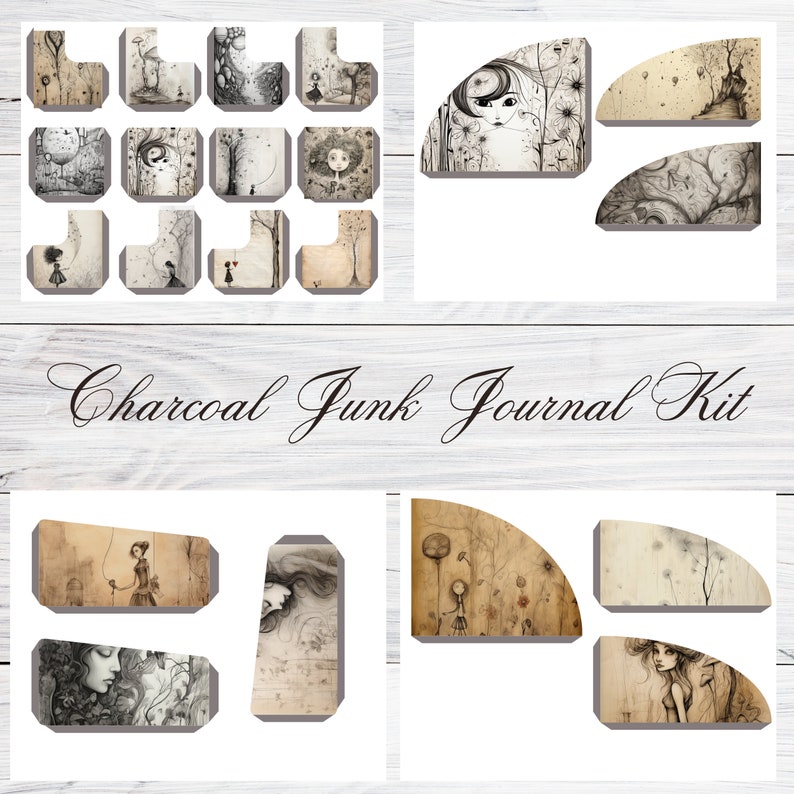 Charcoal Joy Junk Journal Kit Vintage Ephemera Junkjournal Kits ...